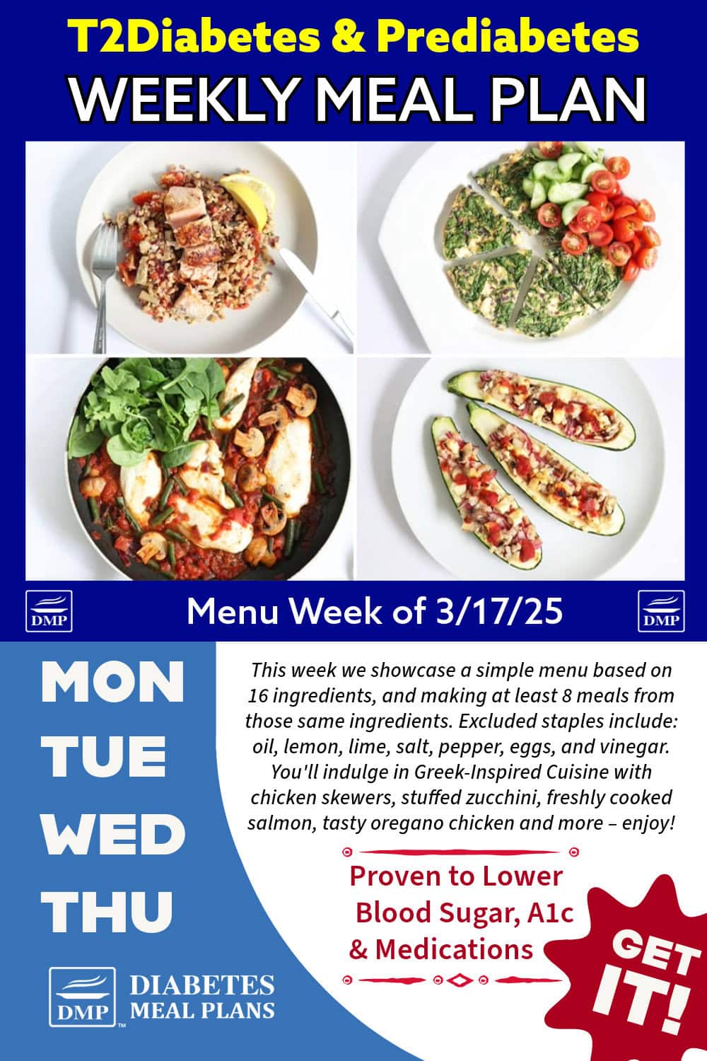 Diabetes Meal Plan: Week of 3/17/25