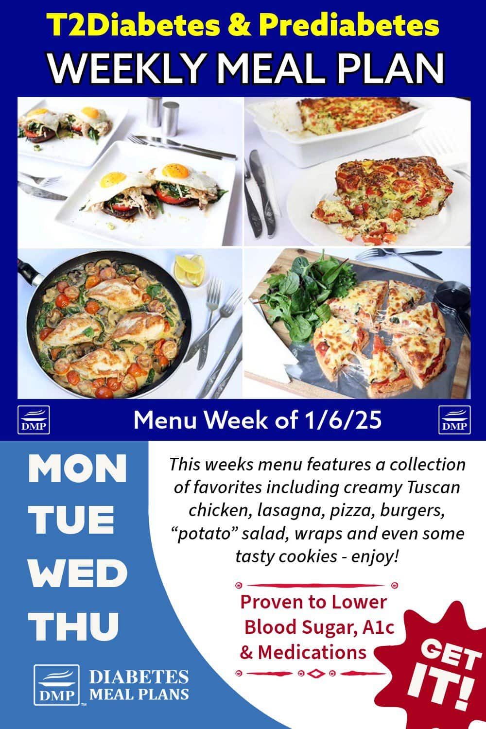 Diabetes Meal Plan: Menu Week of 1/6/25